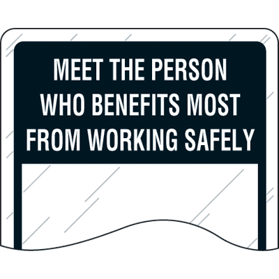 Black Safety Slogan Mirror | Emedco