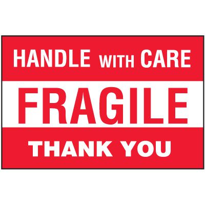 Fragile Handle With Care Thank You Package Handling Labels | Emedco