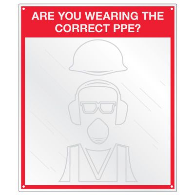Safety Slogan Mirrors - Are You Wearing Correct PPE|Seton Canada | Seton.ca