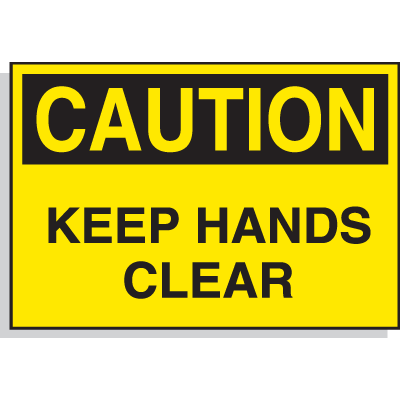 Hazard Warning Labels - Caution, Keep Hands Clear | Emedco
