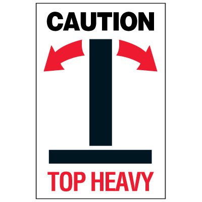 Caution Top Heavy Package Handling Label | Package Labels | Seton.com ...