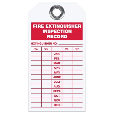 Plastic Fire Extinguisher Inspection Tags - 2024-2027 | Seton Canada