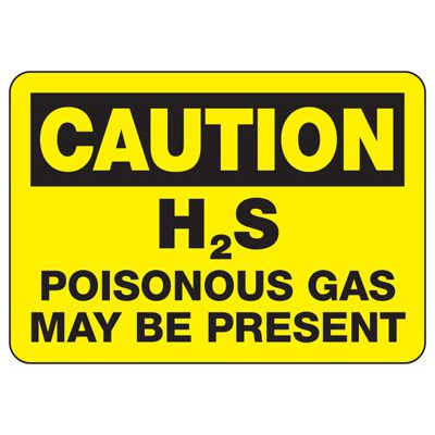 Chemical and HazMat Signs - H2S Poisonous Gas May Be Present | Seton