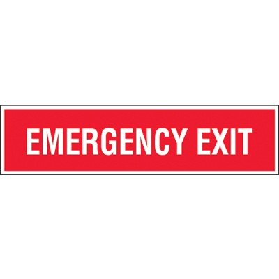 Emergency Exit Label - White on Red | Emedco