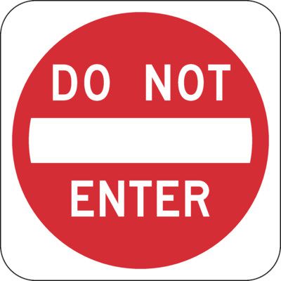 Do Not Enter Traffic Symbol Sign - White on Red | Emedco