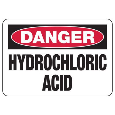 Danger Hydrochloric Acid Safety Sign | Emedco