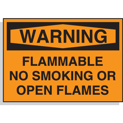 Hazard Labels - Warning Flammable No Smoking Or Open Flames | Emedco
