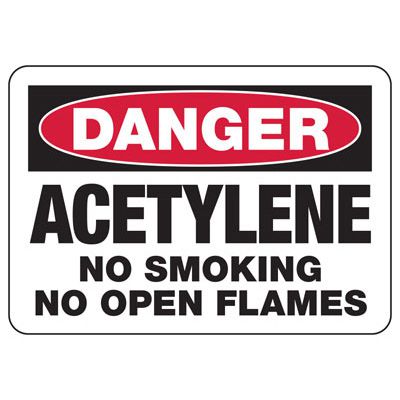 Danger Signs - Acetylene No Smoking No Flames | Emedco