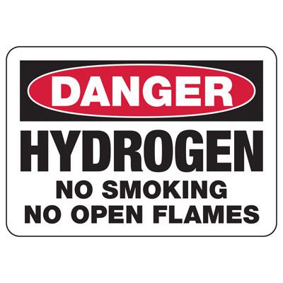 Danger Hydrogen No Smoking - Industrial Chemical Warning Sign | Seton ...