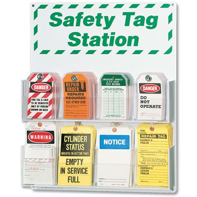 Accident Prevention Safety Tag Station - 8 Bins | Emedco