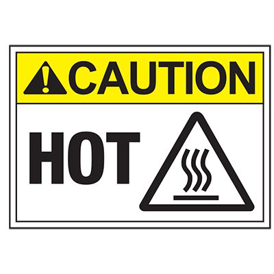 ToughWash Labels - Caution Hot With Symbol | Seton