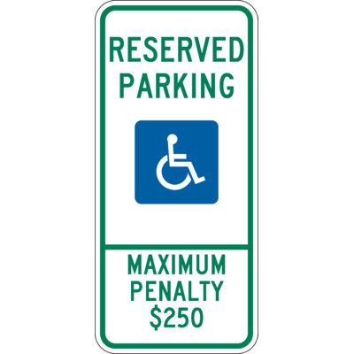 Handicap Parking Signs - Maximum Penalty $250 | Emedco