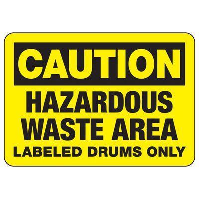 Caution Hazardous Waste Area - Industrial Chemical Warning Signs ...