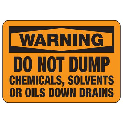 Do Not Dump Down Drains Sign | Emedco