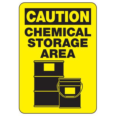 Caution Chemical Storage Area - Industrial Chemical Warning Signs ...
