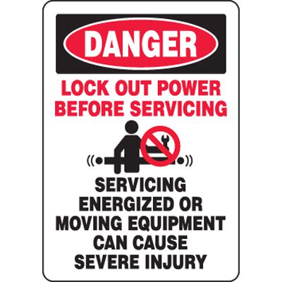 Eco-Friendly Signs - Danger Lockout Power Before Servicing | Emedco