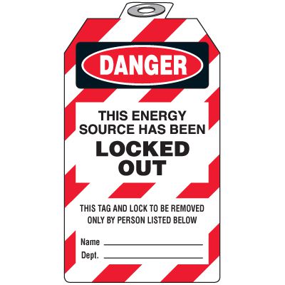 Padlock Lockout Tags - Danger This Energy Source Has Been Locked Out ...