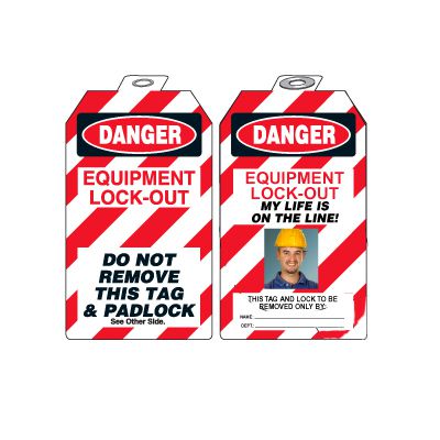 Padlock Tags with Self-Laminating Photo - Danger Equipment Lock-Out ...