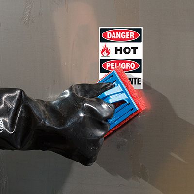 ToughWash® Danger Labels - Hot (Bilingual) | Emedco
