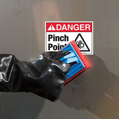 ToughWash Labels - Danger Pinch Point With Symbol | Seton