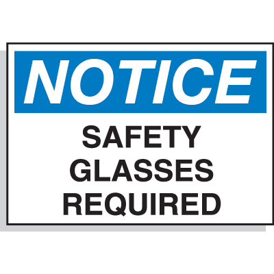 Hazard Warning Labels - Notice Safety Glasses Required | Seton