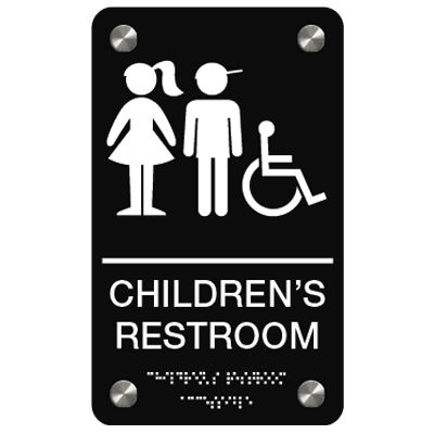 Children's Restroom - ADA Braille Restroom Signs w Accessibility | Emedco