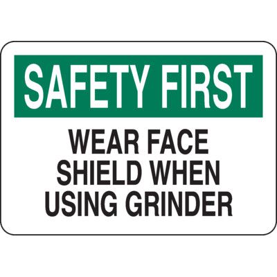Wear Face Shield When Using Grinder Sign | Seton Canada | Seton.ca