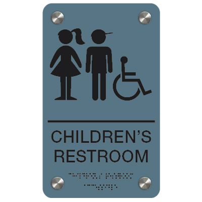 Children's Restroom - ADA Braille Restroom Signs w Accessibility | Emedco
