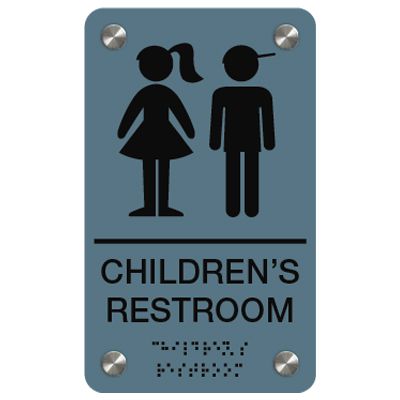 Children's Restroom - ADA Braille Restroom Signs w Boy/Girl | Seton