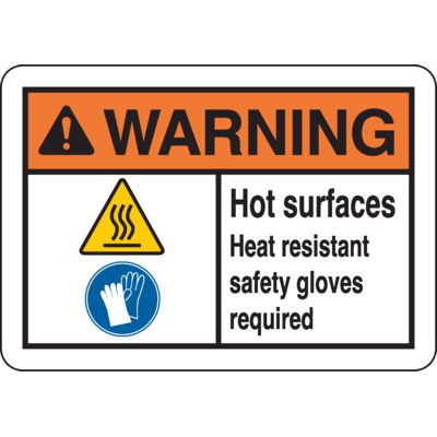 Temperature Warning Signs - Warning Hot Surfaces Heat Resistant | Emedco
