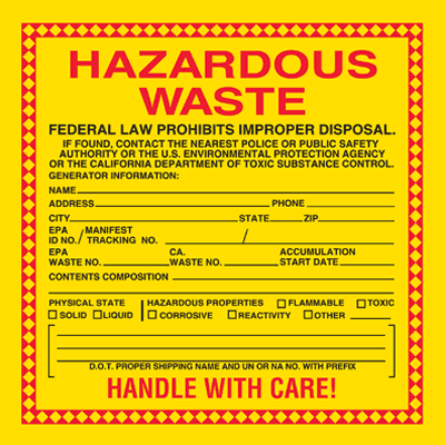 Federal Hazardous Waste Labels|Seton Canada | Seton.ca