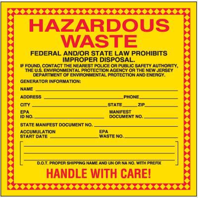 Hazardous Waste Labels - NA3077 | Seton
