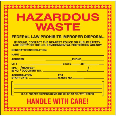 Hazardous Waste Labels | Waste Labels.com | Emedco