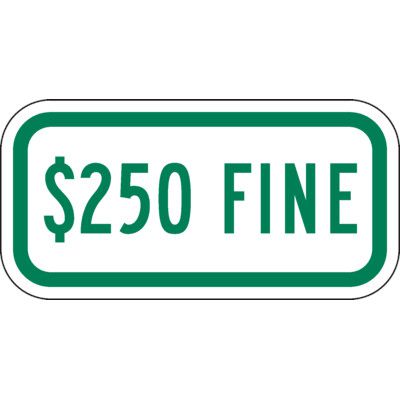 Add-On Handicap Parking Signs - $250 Fine, Handicap Signs | Seton