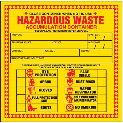 Hazardous Waste Labels - Accumulation Container | Seton