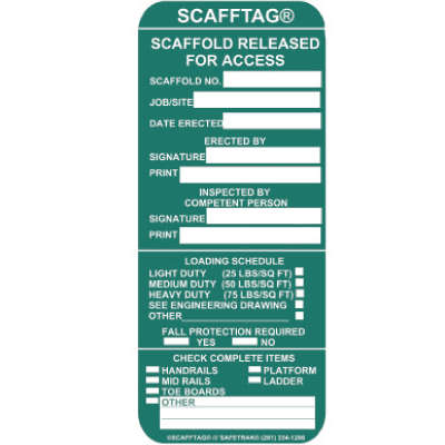 Scafftag® Scaffold Safety Tag Inserts|Seton Canada | Seton.ca