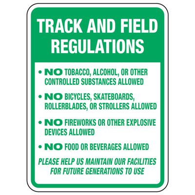 Track and Field Regulations - Athletic Facilities Signs|Seton Canada