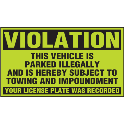 Parking Control Labels - Violation Vehicle Is Parked Illegally | Seton