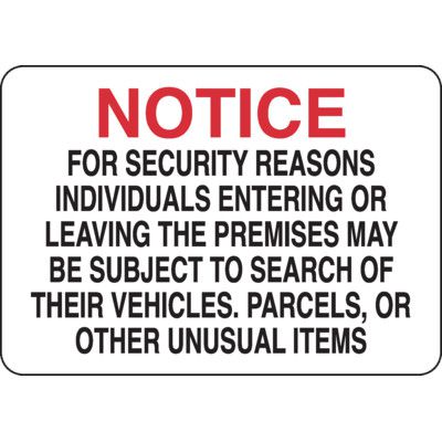 Individuals May Be Subject To Search Sign | Emedco