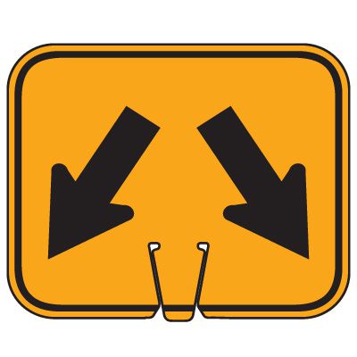 Traffic Cone Signs - Arrow Down Left and Arrow Down Right | Seton
