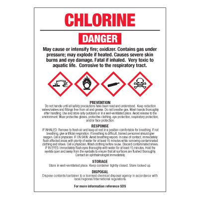 GHS Chemical Labels - Chlorine, GHS Labels | Emedco
