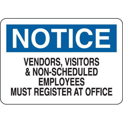 Visitors Vendors Must Register At Office Visitor Signs | Seton | Seton