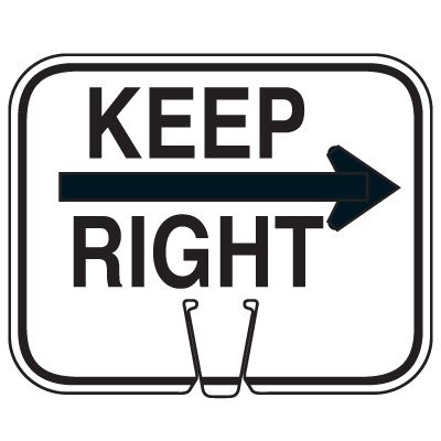 Traffic Cone Signs - Keep Right with Arrow Graphic|Seton Canada | Seton.ca