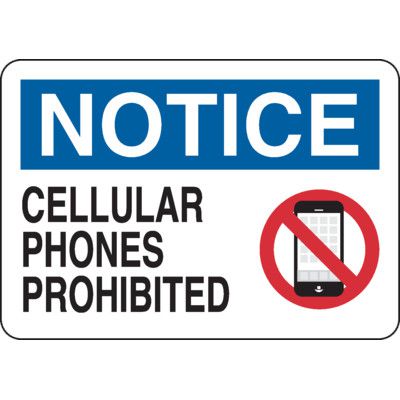 Notice Signs - Cellular Phones Prohibited | Emedco