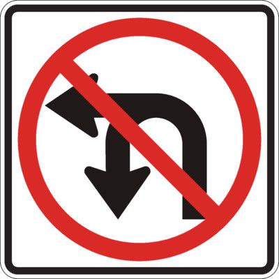 Reflective Traffic Signs - No Left Turn Or U-Turn (Symbol) | Seton