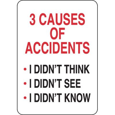 3 Causes Of Accidents Safety Sign | Emedco