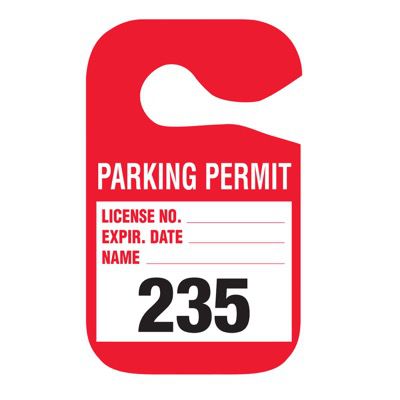 Parking Permit - Cardstock Hanging Parking Permits | Seton | Emedco