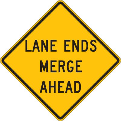 Reflective Warning Signs - Lane Ends Merge Ahead, Road Signs | Seton