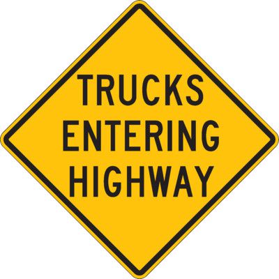 Reflective Warning Signs - Trucks Entering Highway | Emedco