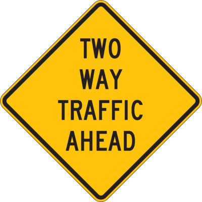 Reflective Warning Signs - Two Way Traffic Ahead, Road Signs | Seton